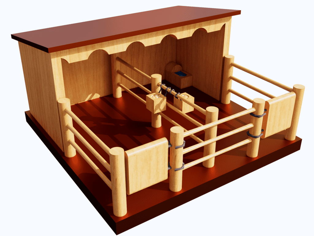 ST1 - Two Horse Stable -Handmade Wooden Toy - Adventure Concepts